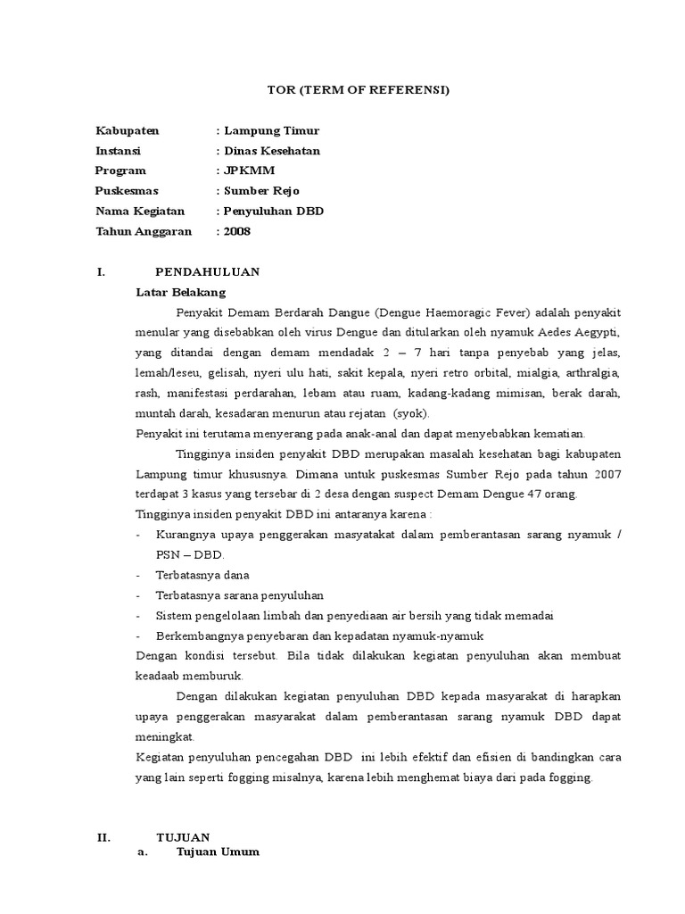 TOR Penyuluhan DBD | PDF