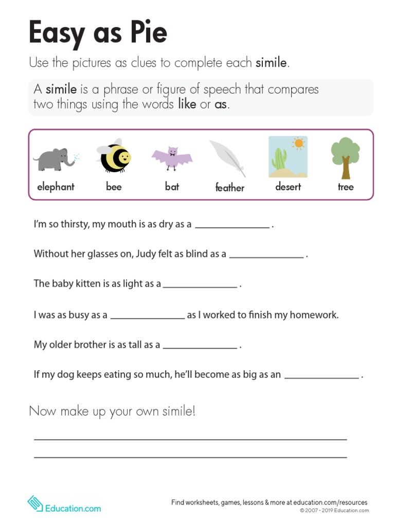Simile Worksheet2 | PDF