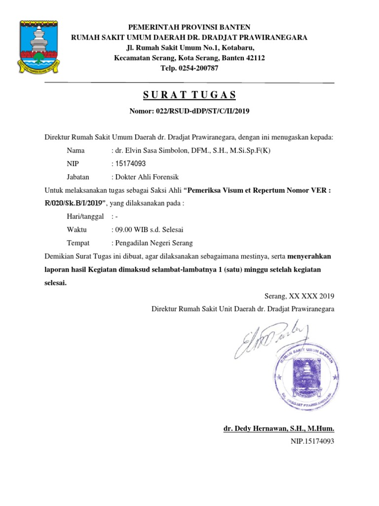 Surat Tugas Dokter Forensik | PDF