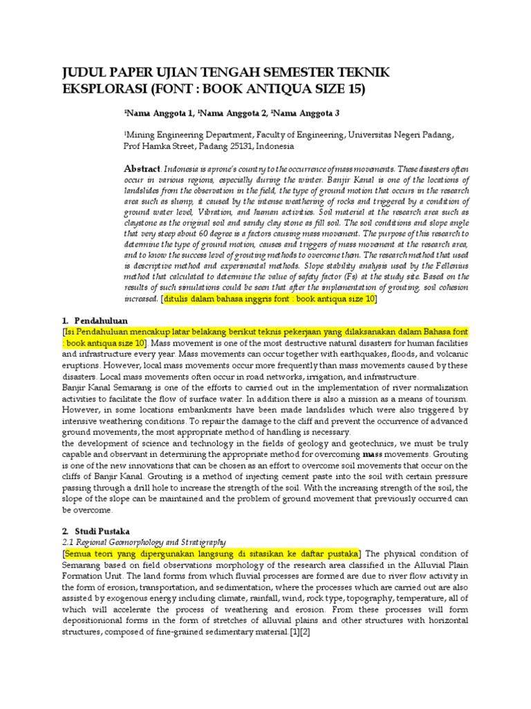 Judul Paper Ujian Tengah Semester Teknik Eksplorasi (Font: Book Antiqua ...