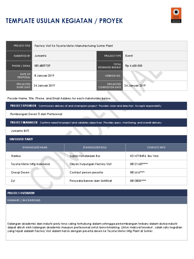 Contoh Template Proposal Proyek Dan Kegiatan Rev | PDF | Bisnis ...