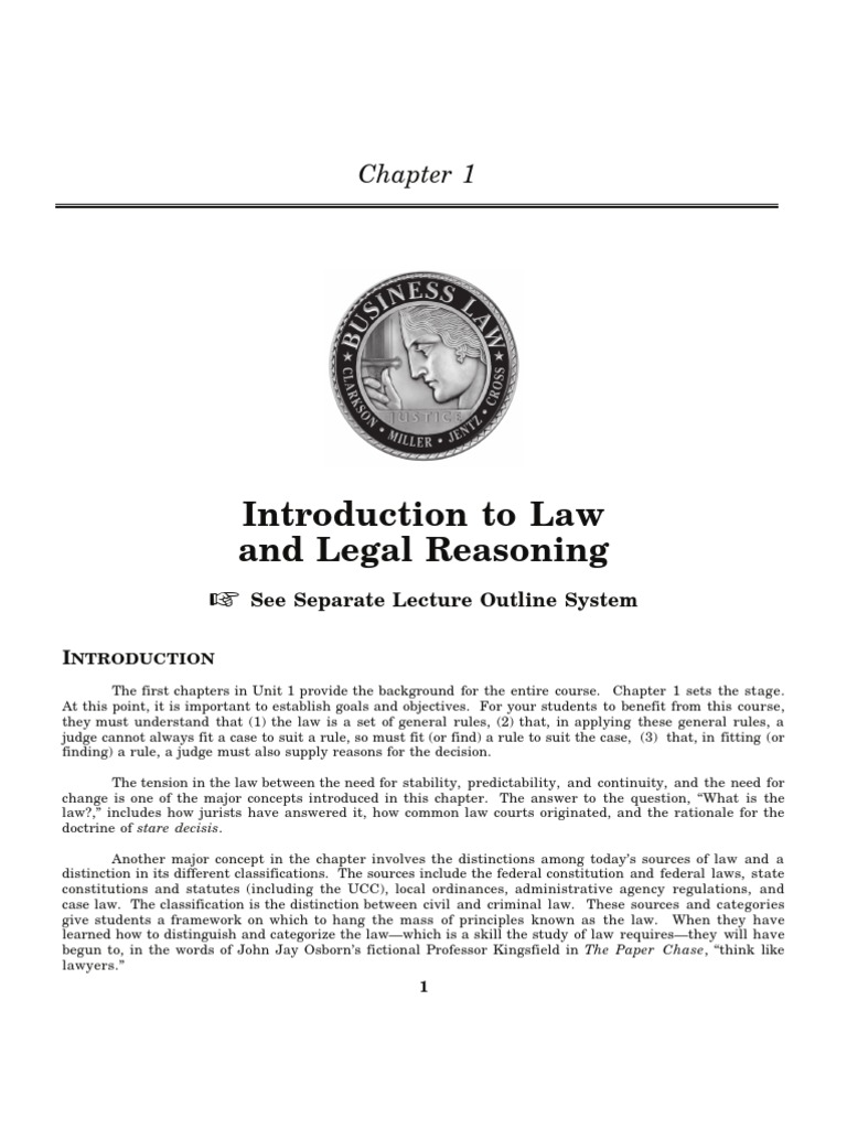 Introduction Chapter 1 | PDF | Precedent | Law Of The United States