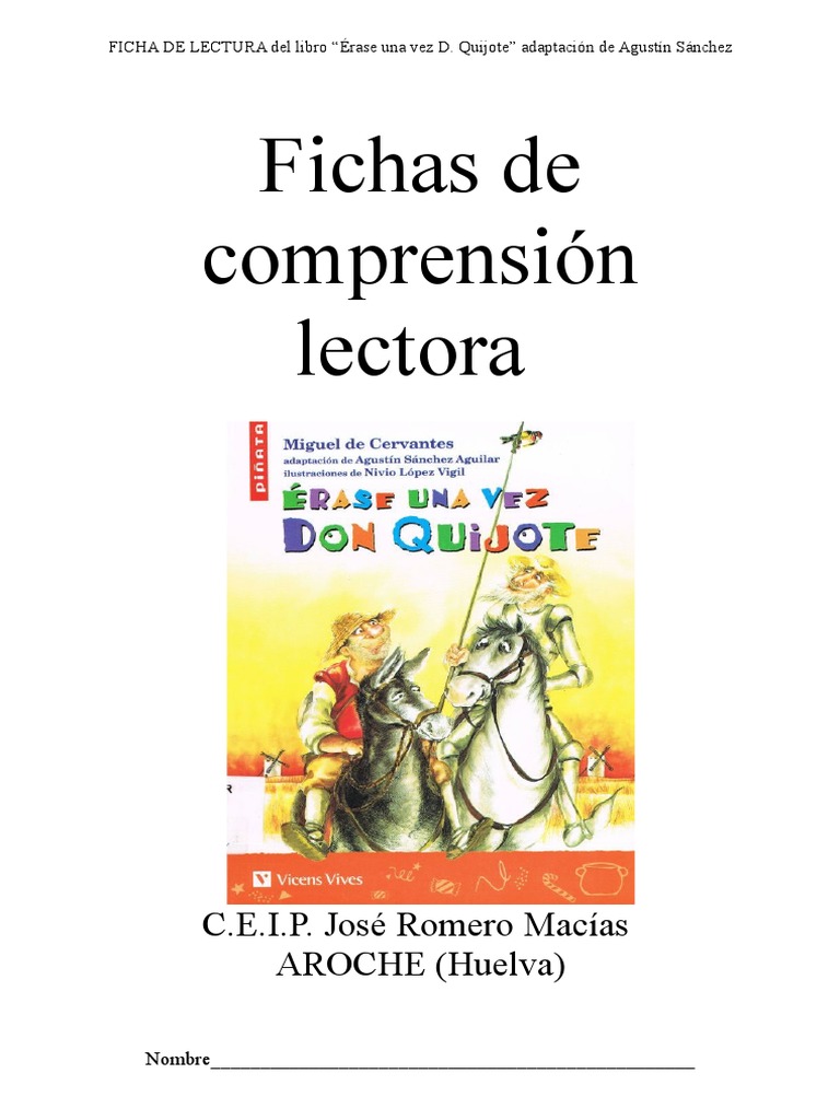 Fichas de Comprension Erase Una Vez D. Quijote | PDF | Don Quijote ...