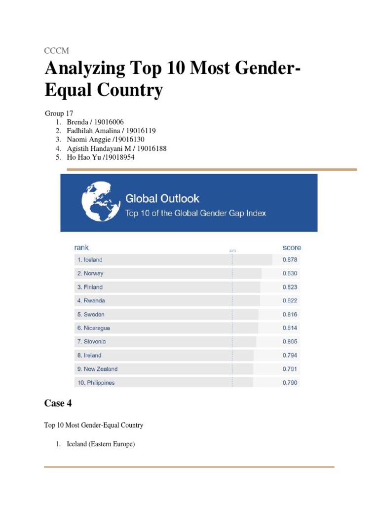 Analyzing Top 10 Most Gender-Equal Country | PDF