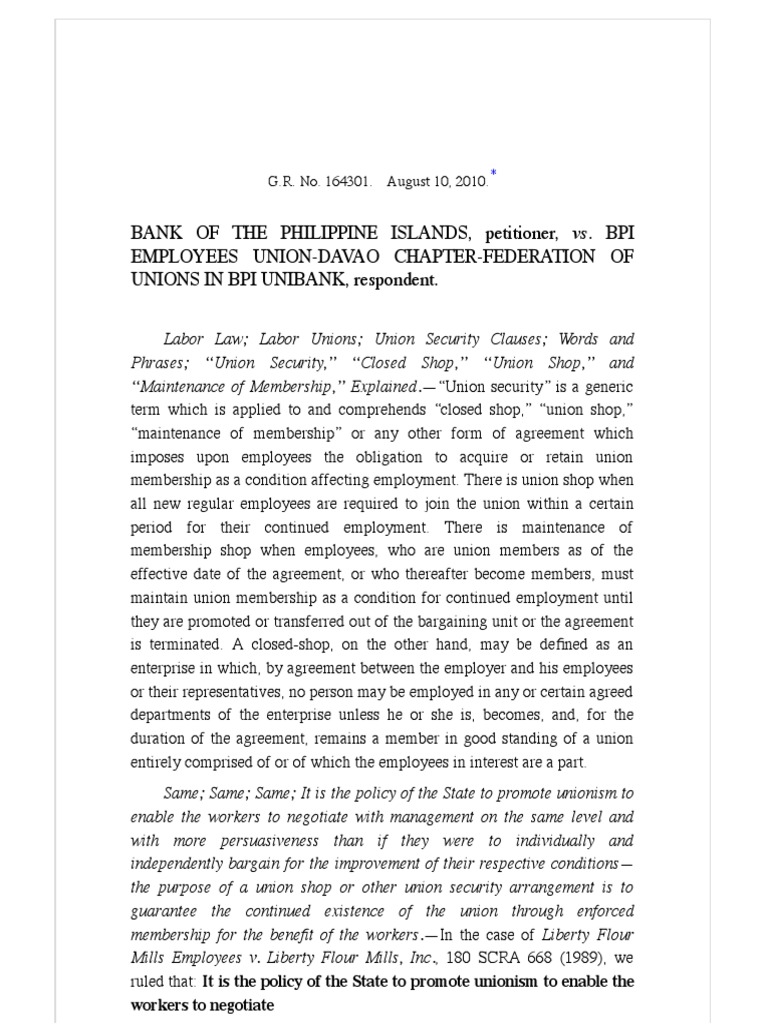 Bpi vs. Bpi Union | PDF | Trade Union | Employment