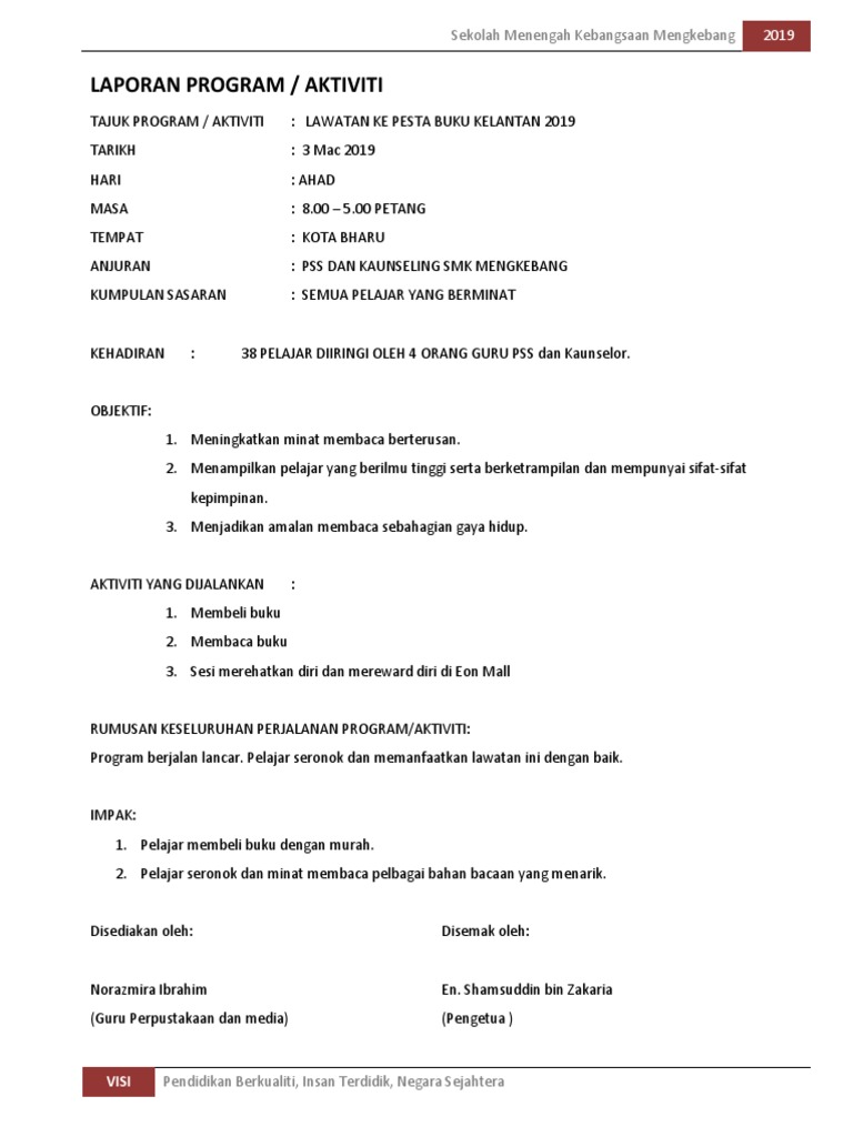 LAPORAN Lawatan Ke Pesta Buku 2019 | PDF