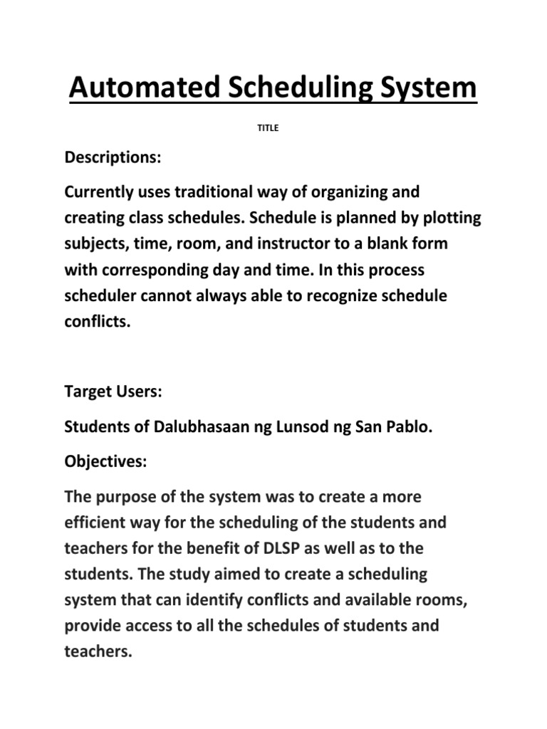 Automated Scheduling System | PDF | Computing | Computing And Information Technology