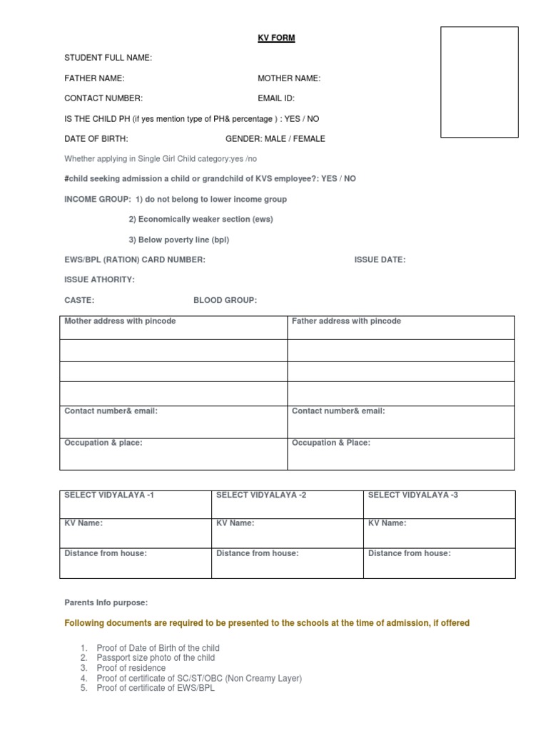 KV Form | PDF | Government And Personhood