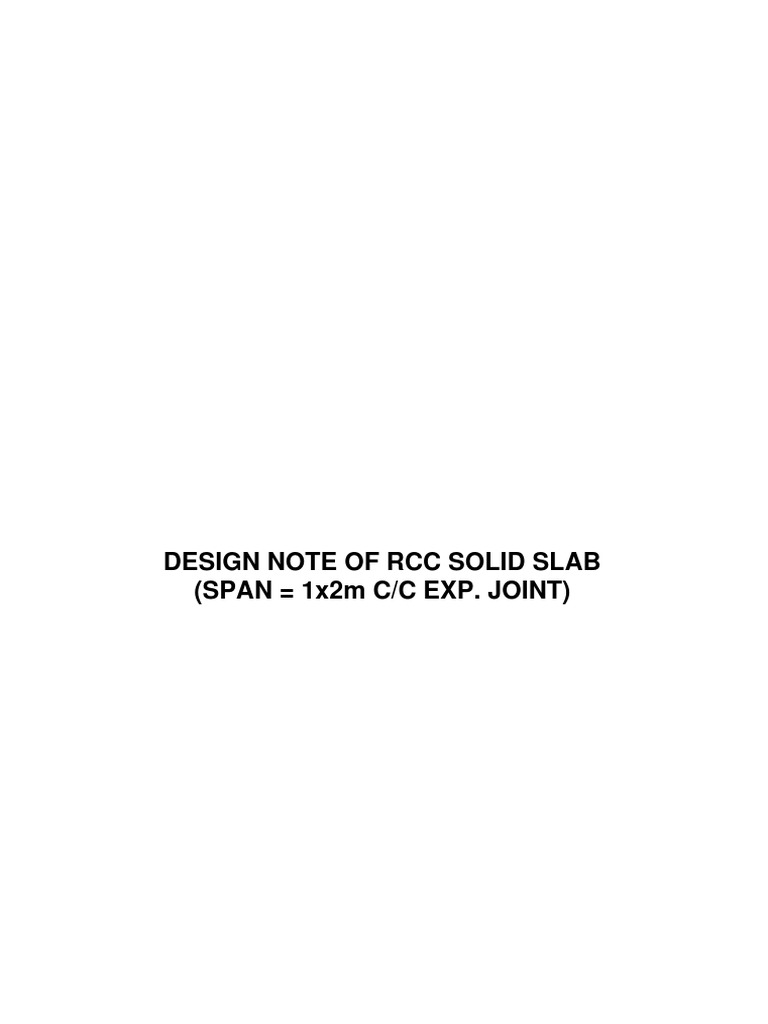 Design of RCC Solid Slab - 2.0m-12.00 | PDF | Structural Load ...
