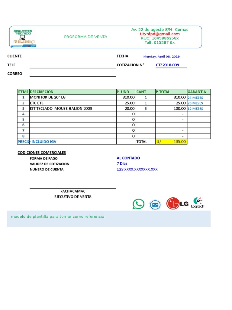 PROFORMAS | Hardware de la computadora | Informática