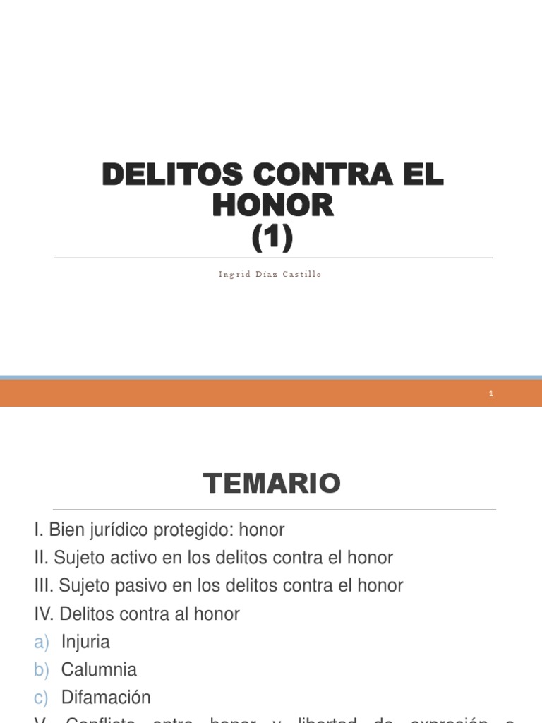 Delitos contra el honor: Injuria, calumnia y difamación | PDF | Virtud | Justicia