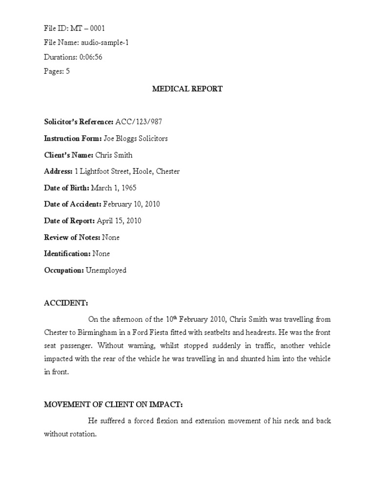 Medical Report | Download Free PDF | Diseases And Disorders | Medical ...