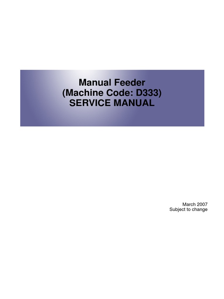 Service Manual, Manual Feeder Option | PDF | Paper | Clutch