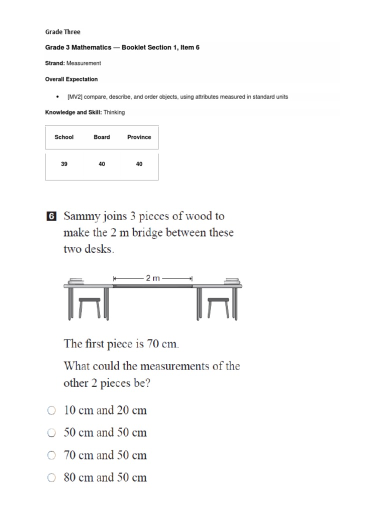 Grade Three: Grade 3 Mathematics - Booklet Section 1, Item 6 | PDF ...