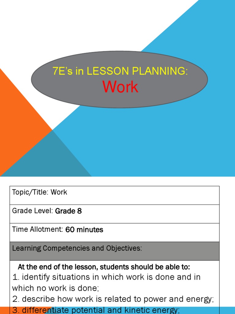 7E'S in Lesson Planning | PDF | Kinetic Energy | Potential Energy
