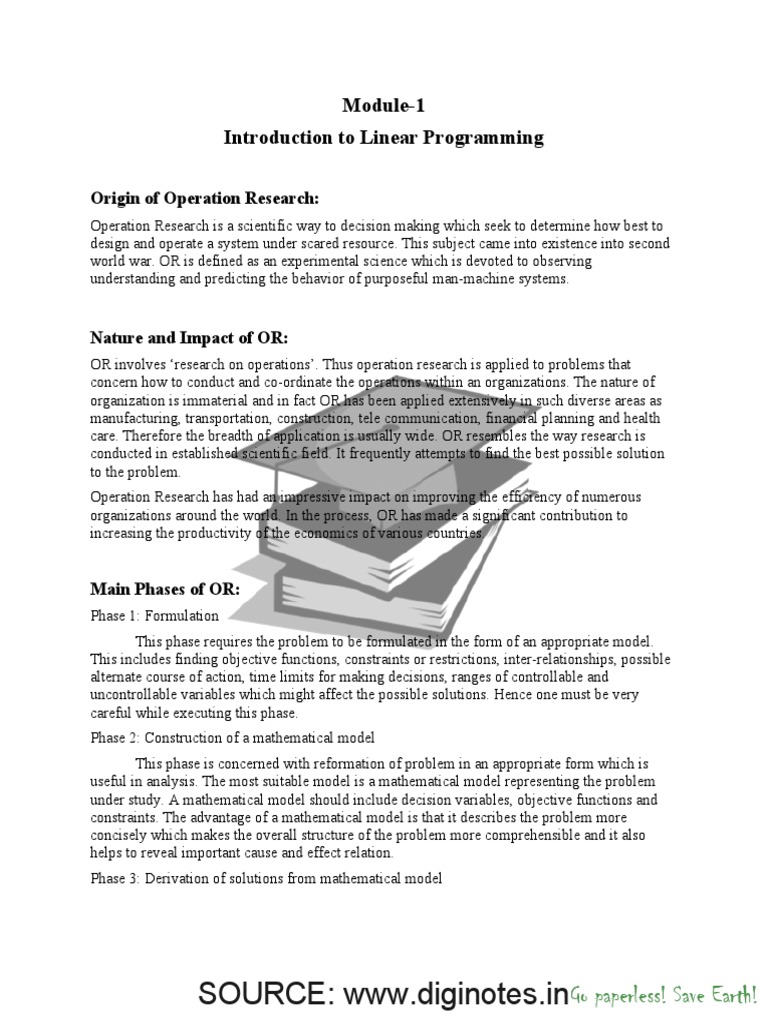 Or Mod1 PDF | PDF | Mathematical Optimization | Linear Programming