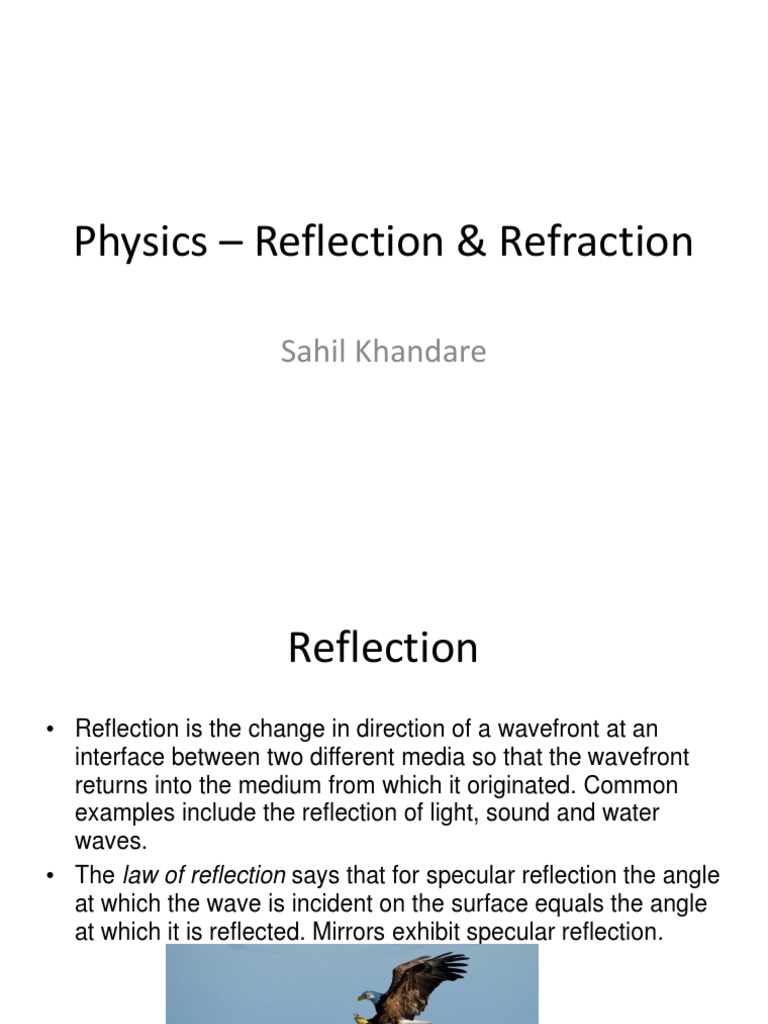Physics - Reflection & Refraction: Sahil Khandare | PDF | Reflection ...