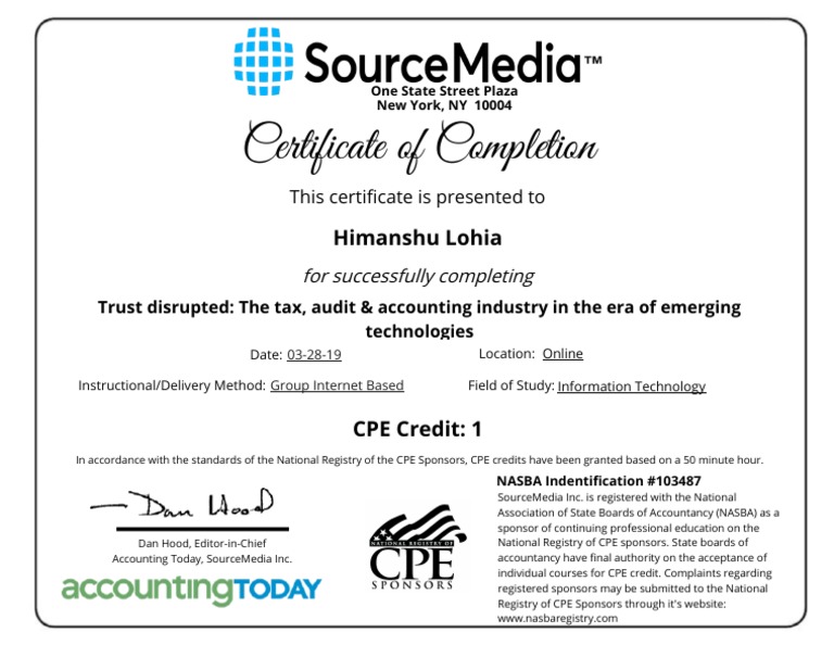 Certificate of Completion: Himanshu Lohia | PDF