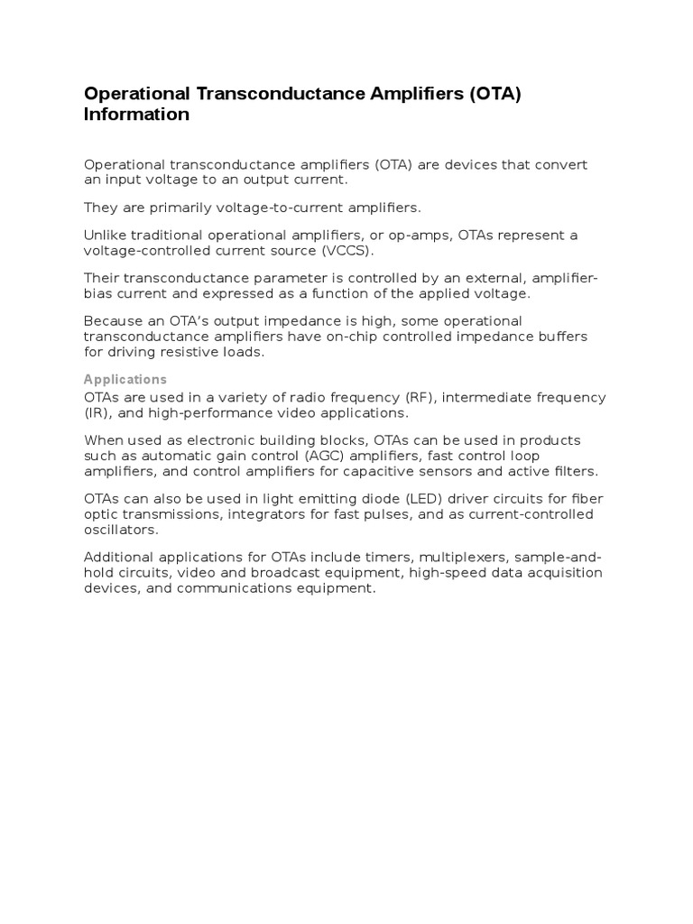 Operational Transconductance Amplifiers | Download Free PDF | Amplifier ...