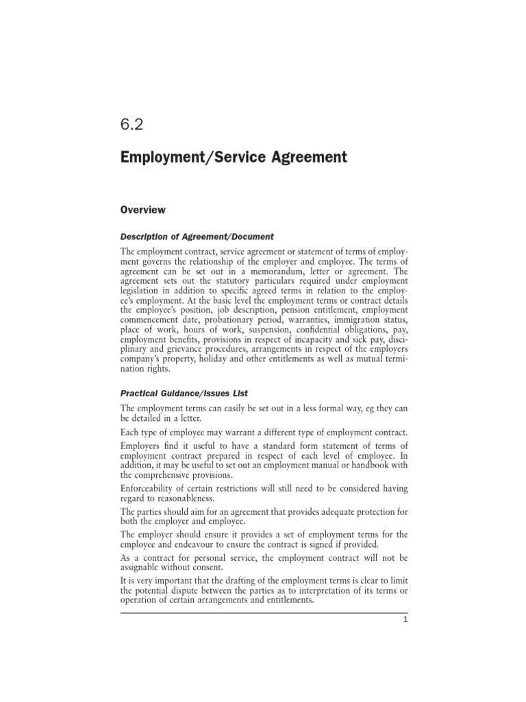 Employment-Service Agreement Checklist | PDF | Pension | Employment