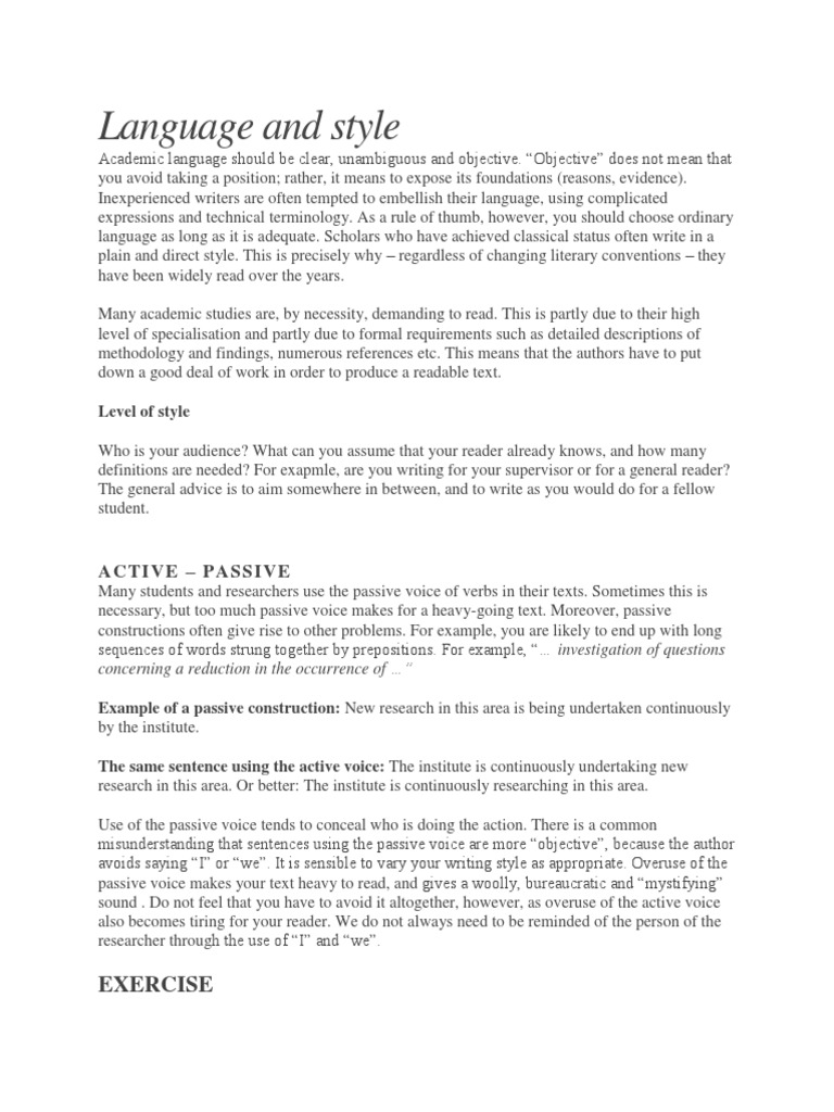 Language and Style | PDF | Thesis | Language Mechanics