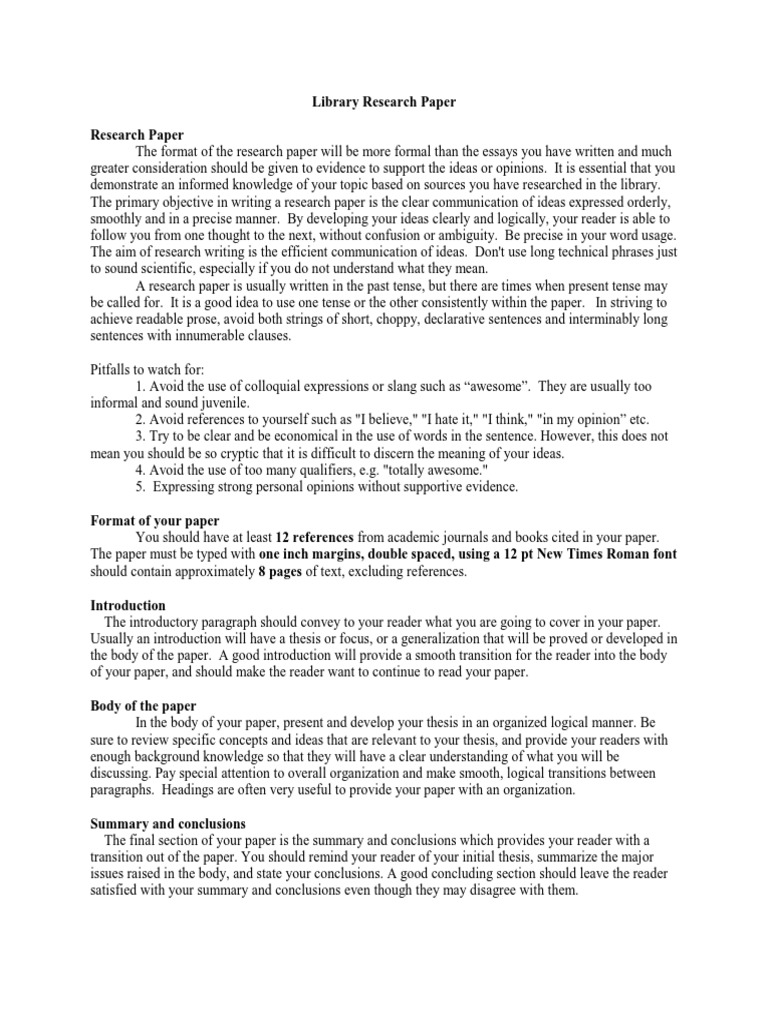 Library Research Paper Research Paper | PDF | Sentence (Linguistics ...