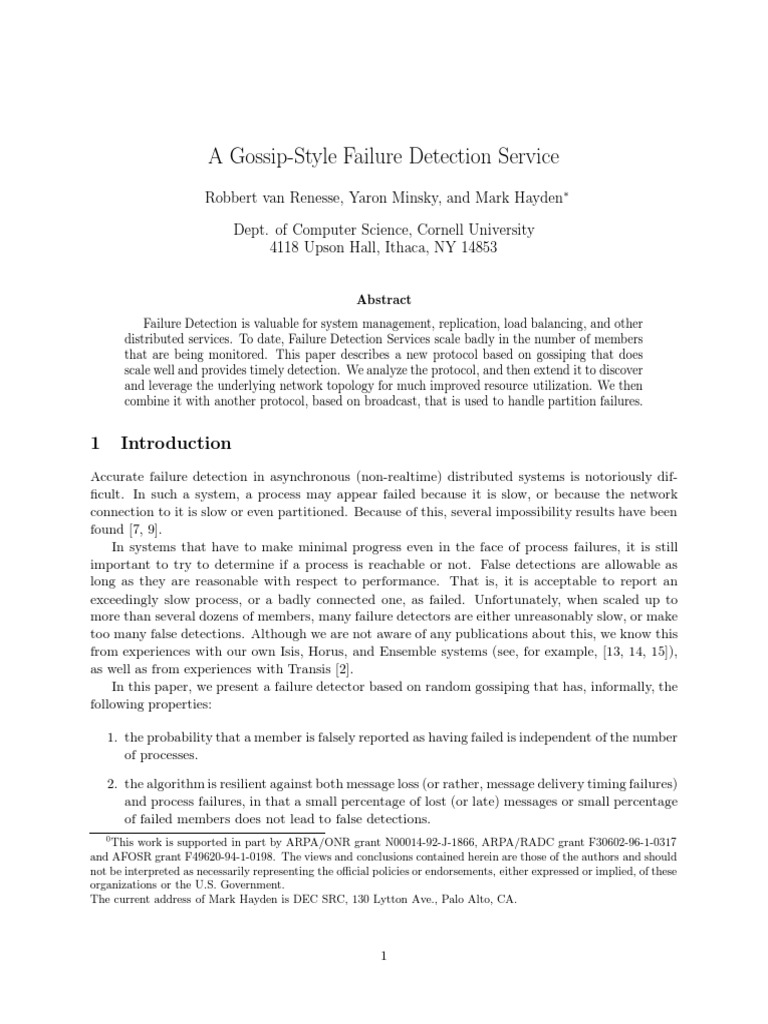 A Gossip-Style Failure Detection Service | PDF | Computer Network | Telecommunications