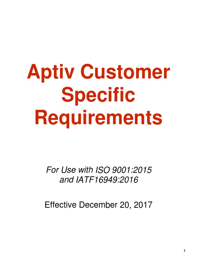 Aptive Customer Specific Requirements | PDF | Iso 9000 | Risk Management