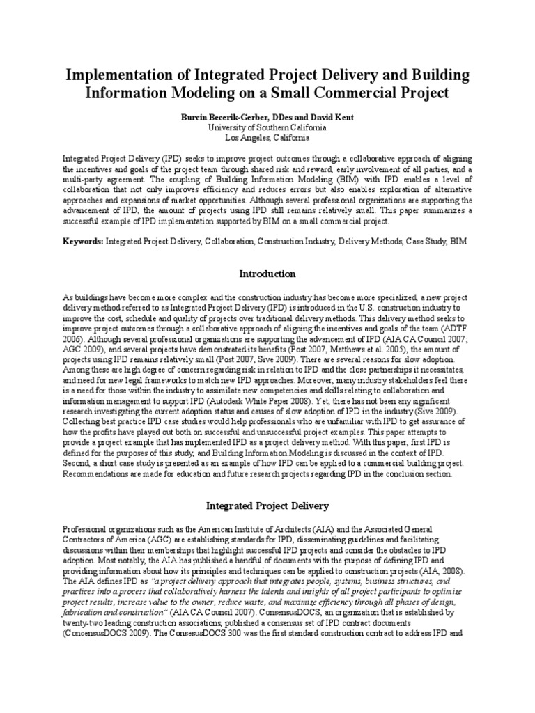 IPD Case Study PDF | PDF | Building Information Modeling | Engineering