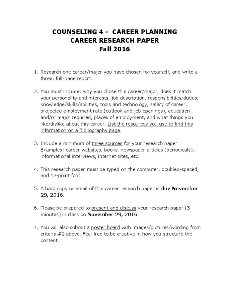 Career Planning Research Paper | PDF