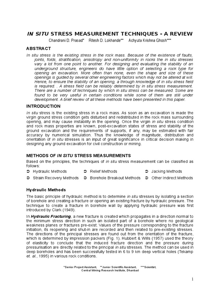In Situ Stress Measurement Techniques Review | PDF | Moment Magnitude ...