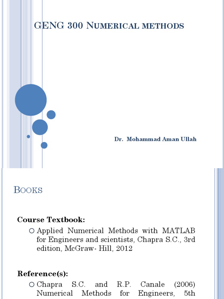 Lec 01 GENG 300 Numerical Methods PDF | PDF | Numerical Analysis | Accuracy And Precision
