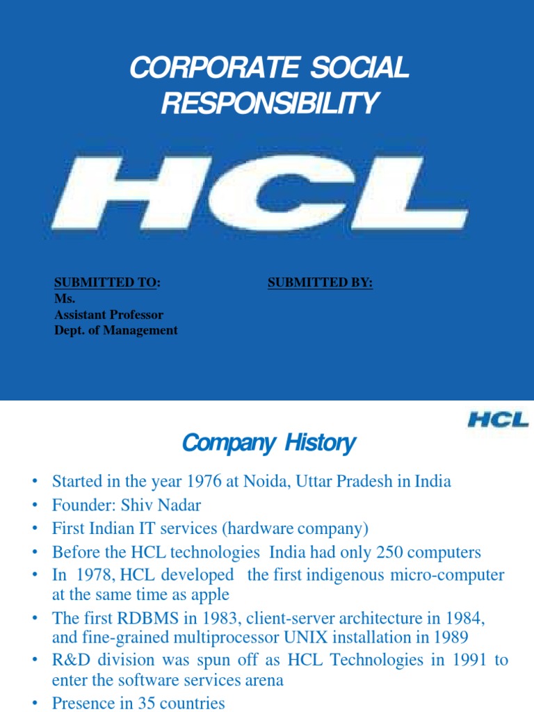 HCL | PDF | Corporate Social Responsibility | Business