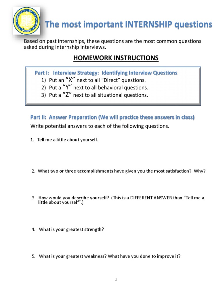 The Most Important Internship Interview Questions Pdf
