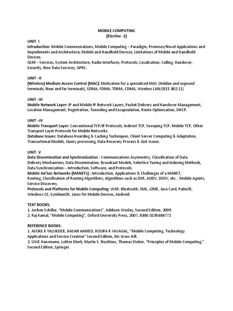 Mobile Computing Syllabus | PDF