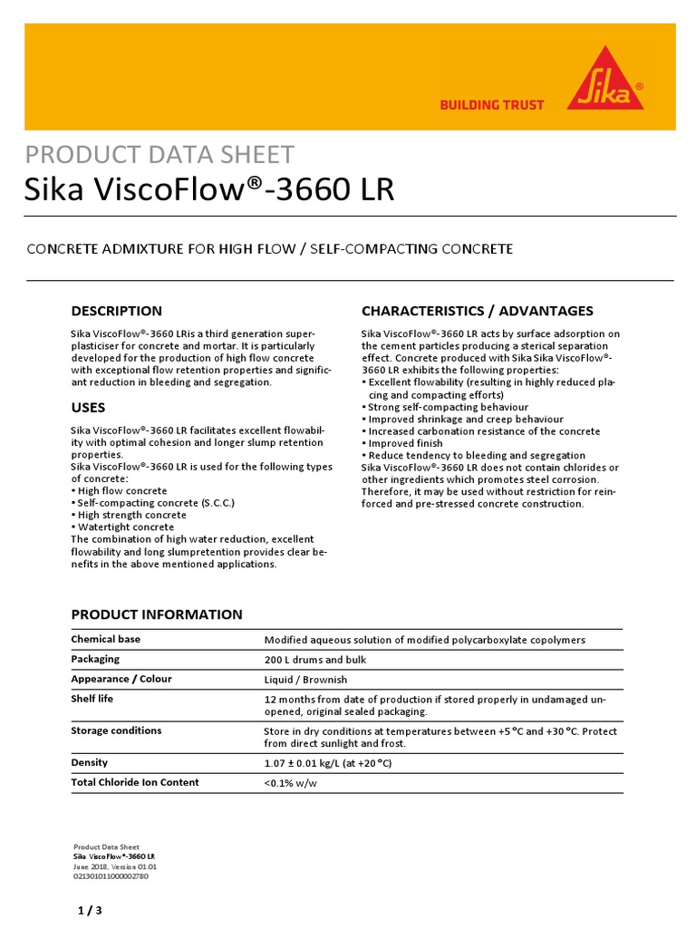 PDS Sika ViscoFlow-3660 LR Eng | PDF | Concrete | Physical Sciences