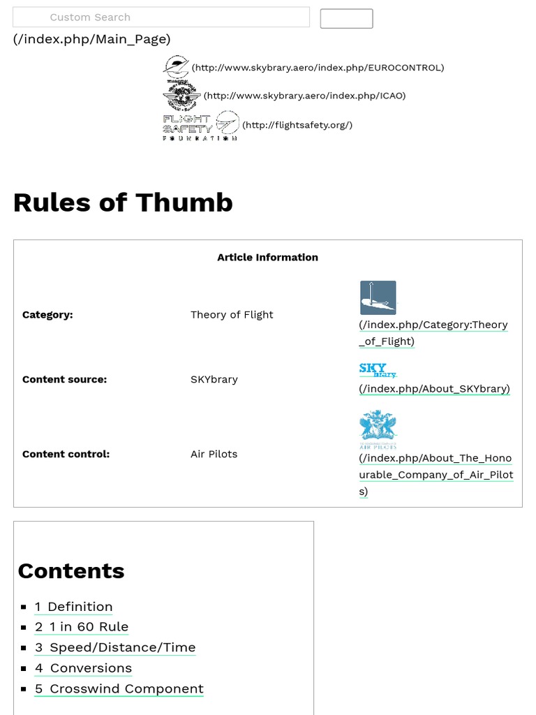 Rules of Thumb - SKYbrary Aviation Safety | PDF | Horizon | Wound