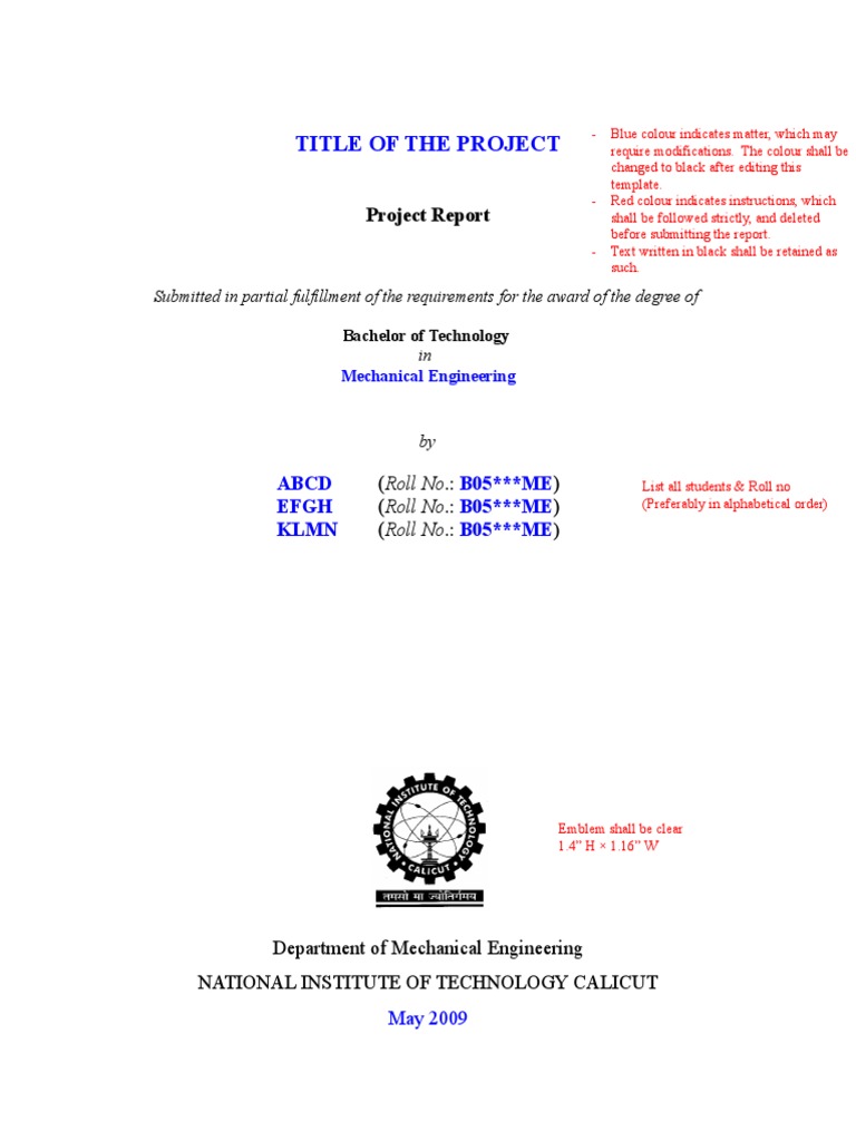 BTech Project Report Format - MED 1 | PDF | Times New Roman | Typefaces