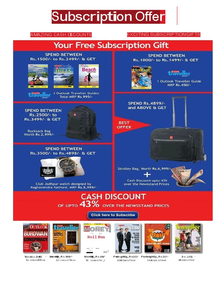 Subscription Offer: Exciting Subscr Ption Gifts Amazing Cash D Scounts ...