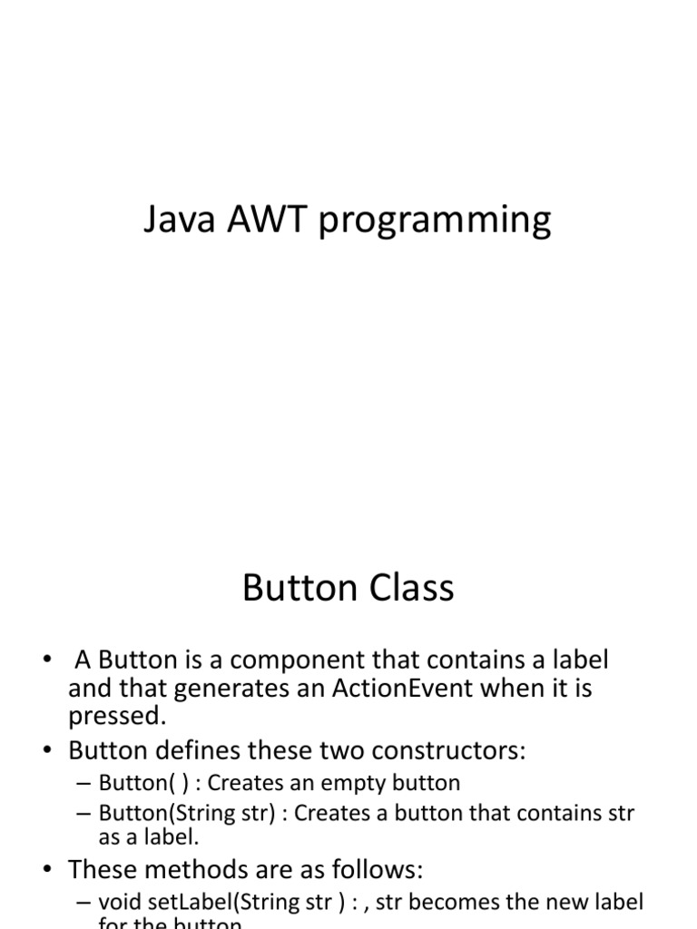 Java Awt Programming Pdf Class Computer Programming Method 