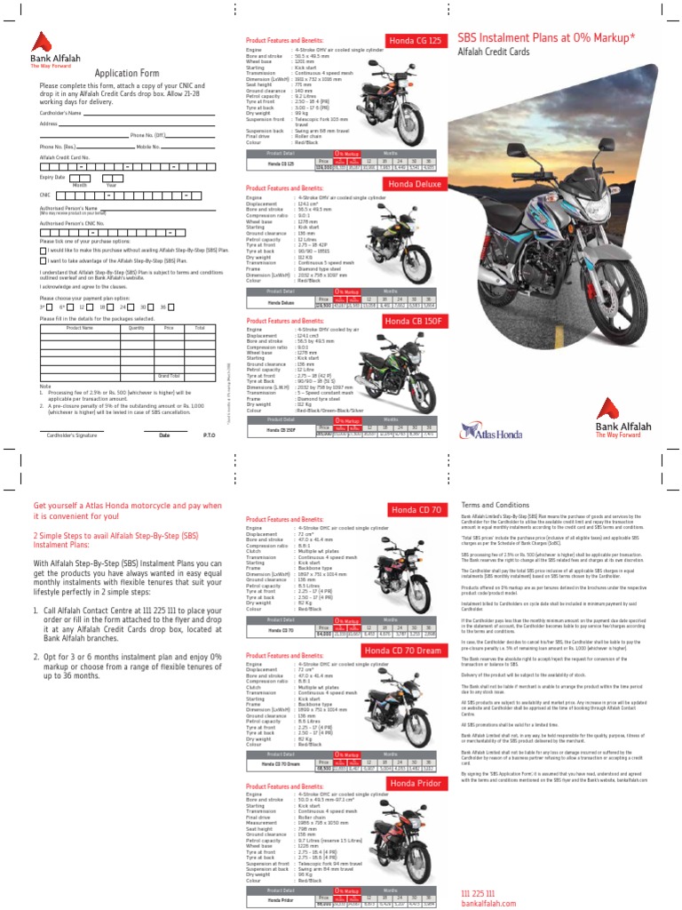 SBS Instalment Plans at 0% Markup : Alfalah Credit Cards Application ...