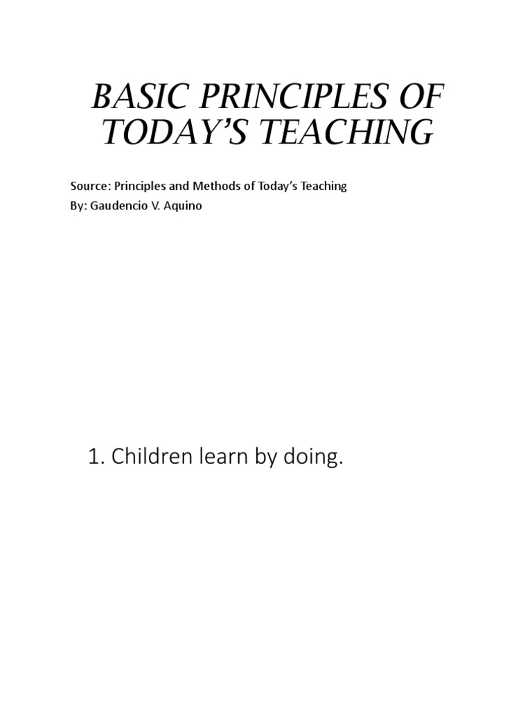 Basic Principles of Today's Teaching | PDF
