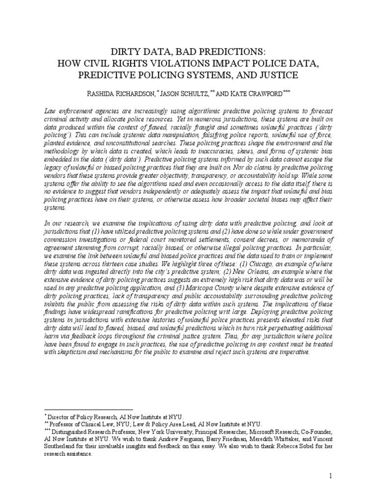 Dirty Data and Bad Prediction | PDF | Chicago Police Department | Police
