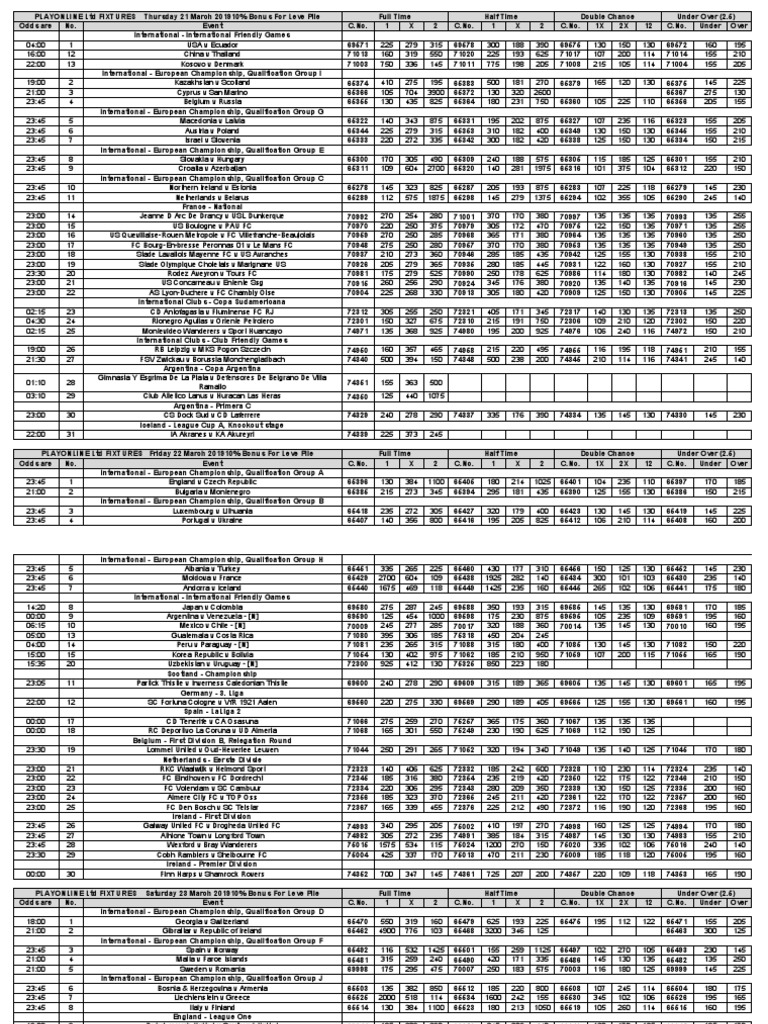 Fixtures PDF | PDF | Sports Organisations | Sports Leagues