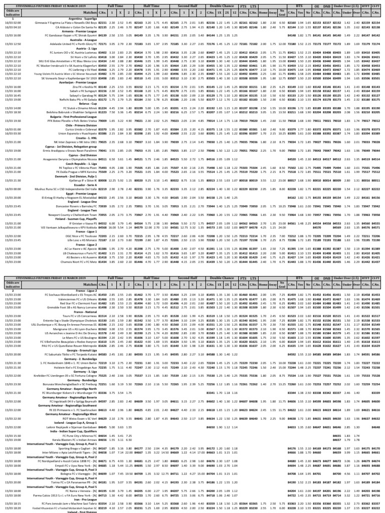 Fixtures PDF | PDF | Sports Teams | Football Teams