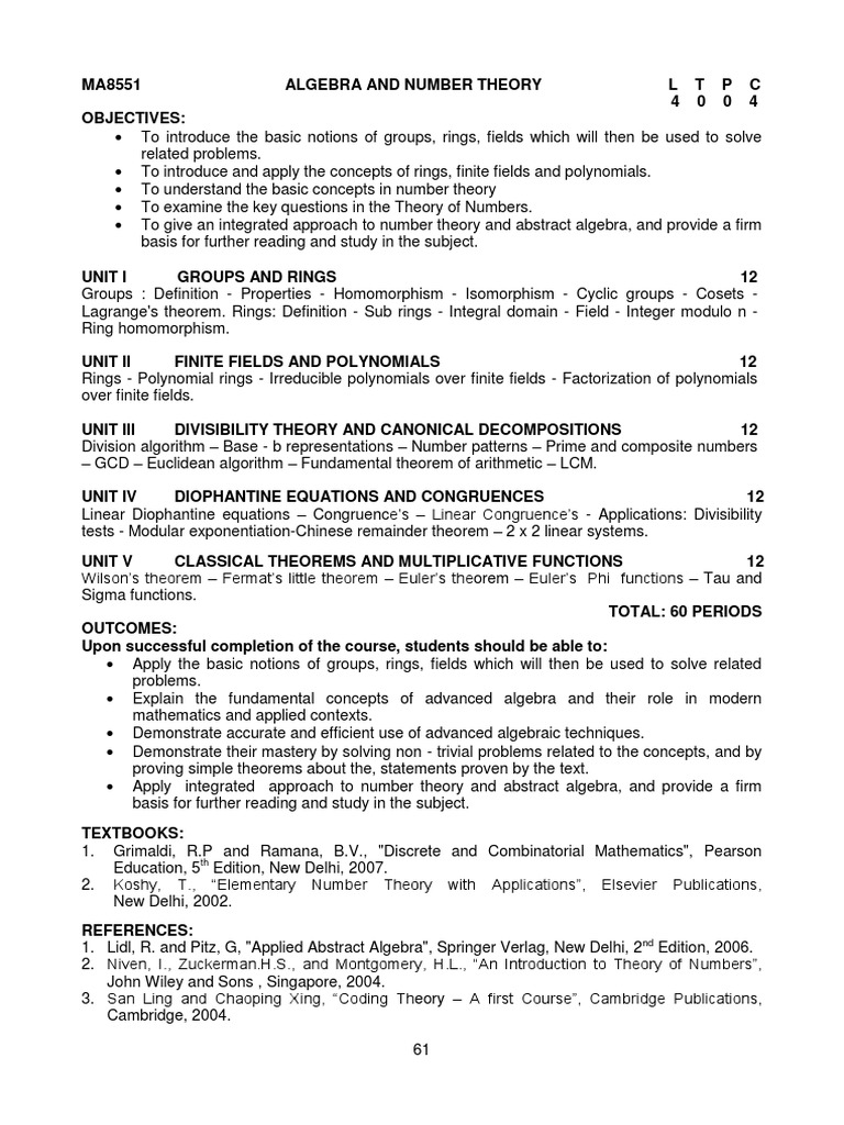 Algebra | PDF | Field (Mathematics) | Ring (Mathematics)