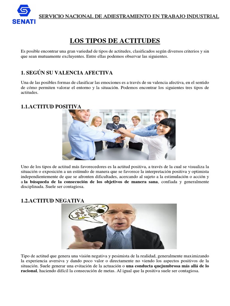 Los Tipos de Actitudes | PDF | Actitud (psicología) | Comportamiento