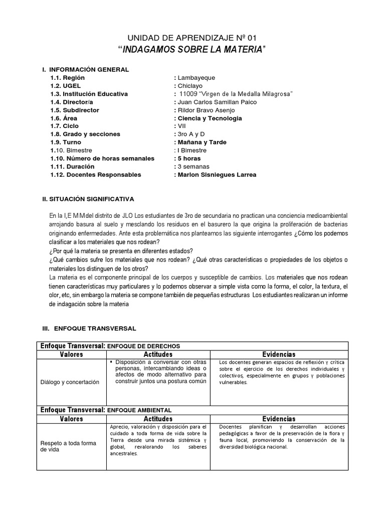 Unidad de Aprendizaje de CyT 01 | PDF | Importar | Science