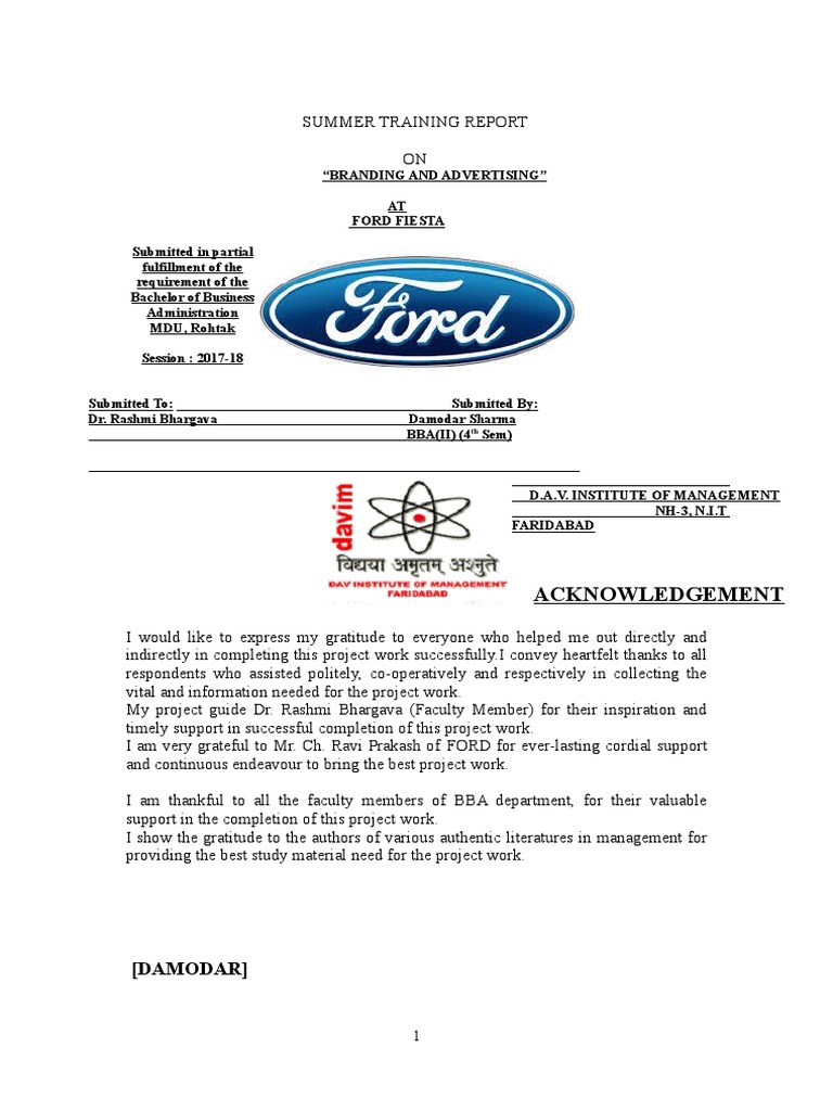 Ford Project Report | Download Free PDF | Sampling (Statistics ...