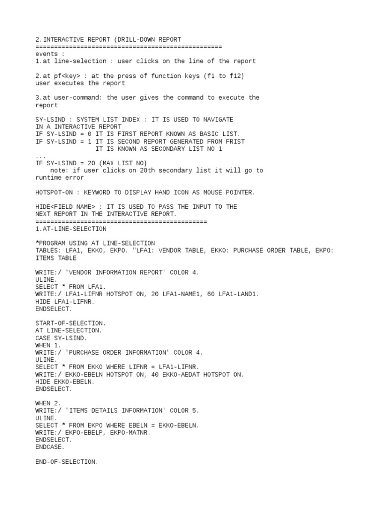 Interactive Report in ABAP | PDF | Software Engineering | Computer Engineering